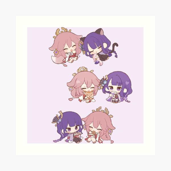 "Raiden Yae Miko Chibi Kawaii Genshin Impact" Art Print for Sale by Sara2806 | Redbubble