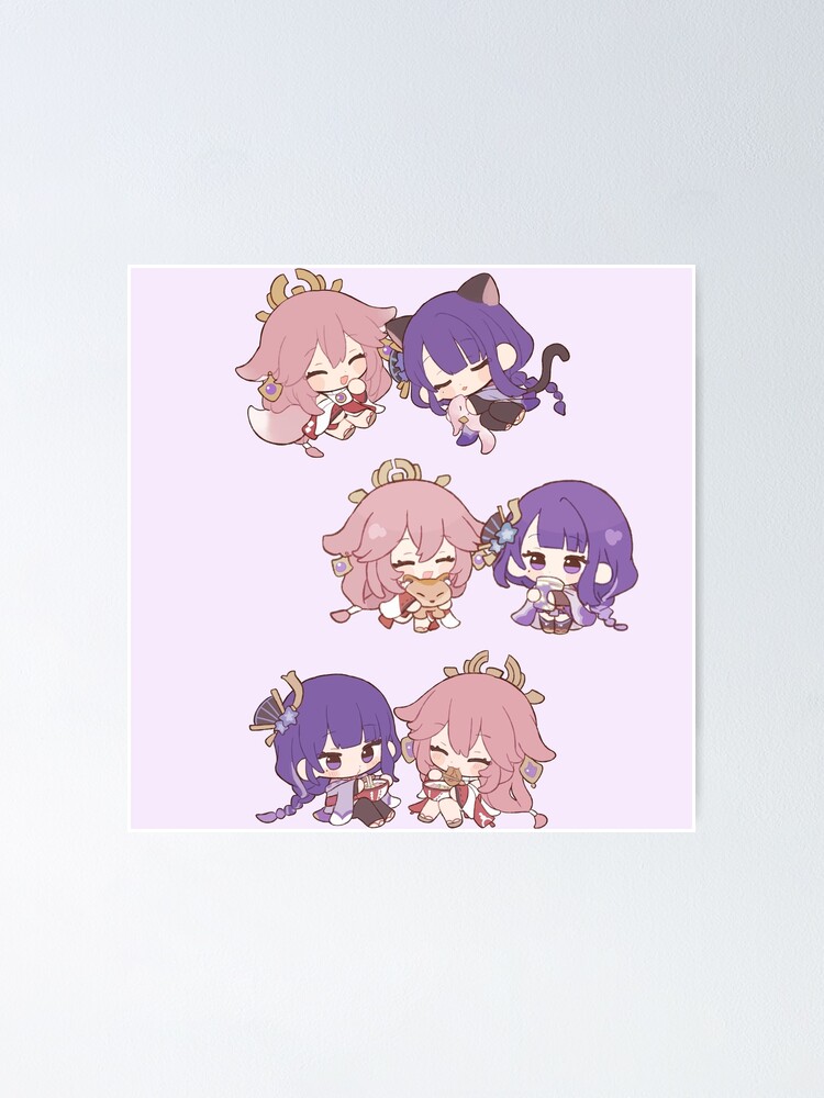 "Raiden Yae Miko Chibi Kawaii Genshin Impact" Poster for Sale by ...