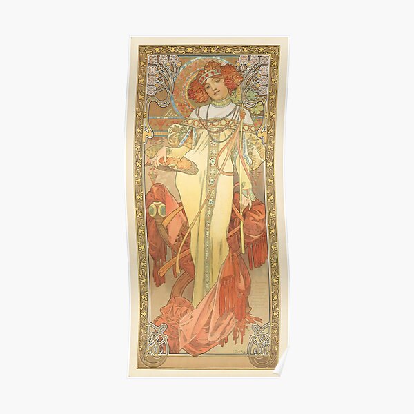 "Fall, The Seasons (1900) - Alphonse Mucha" Poster for Sale by ...