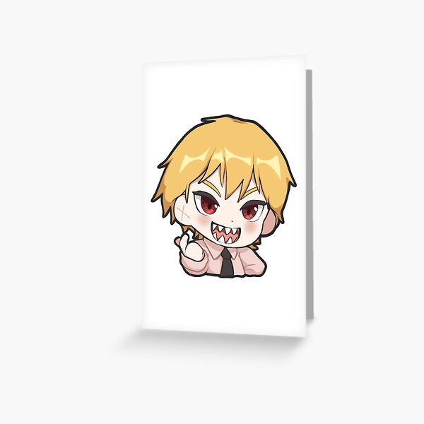 "Denji - Chainsaw Man Chibi Kawaii Sticker Emoji Icon " Greeting Card ...