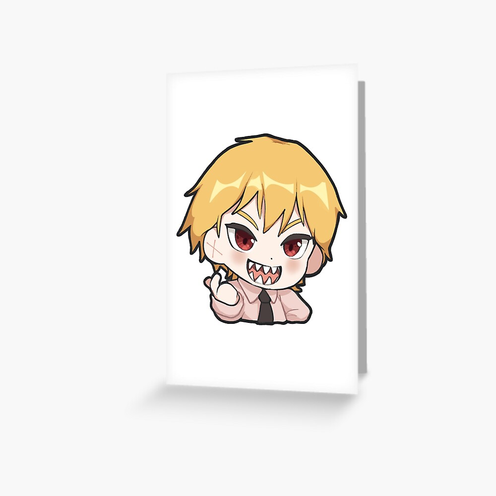 "Denji - Chainsaw Man Chibi Kawaii Sticker Emoji Icon " Greeting Card ...