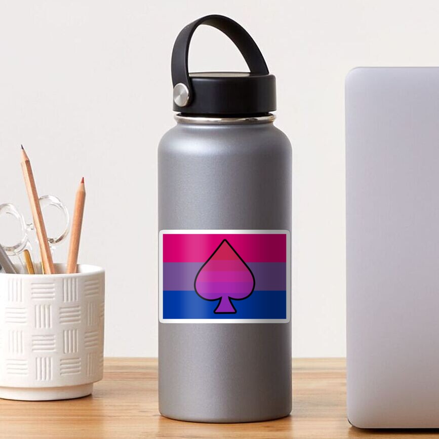"Aceflux and bisexual pride flag with ace of spades" Sticker for Sale ...