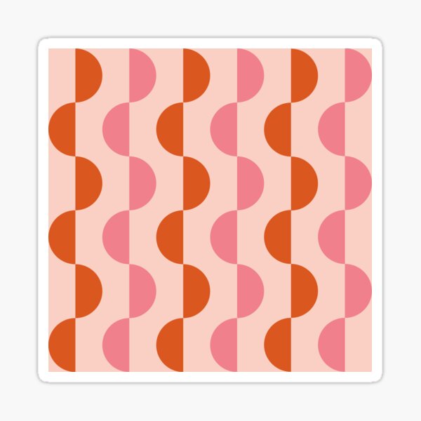 "Minimalist Mid century modern abstract orange and pink half circles ...