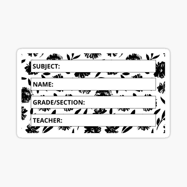 "Blank Name Tag Subject Teacher Floral Print #01" Sticker for Sale by ...