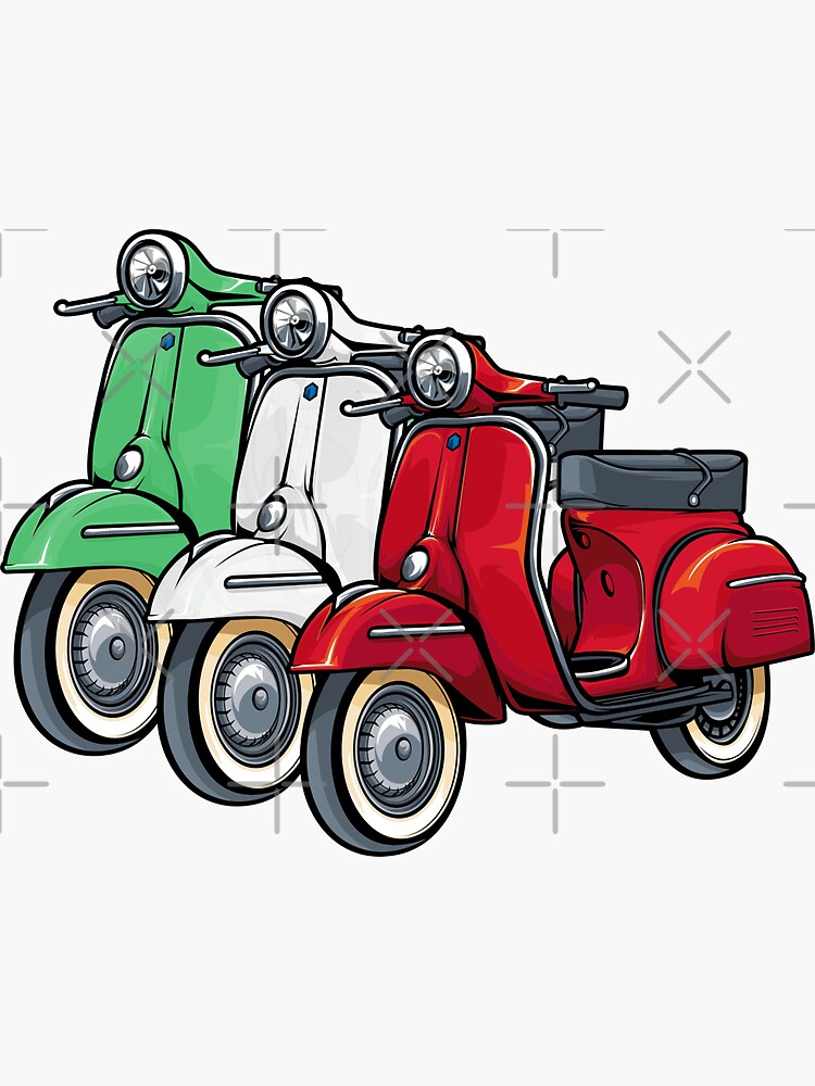 "Italy Classic Scooter Moped Bike Retro Love Vintage" Sticker by ...