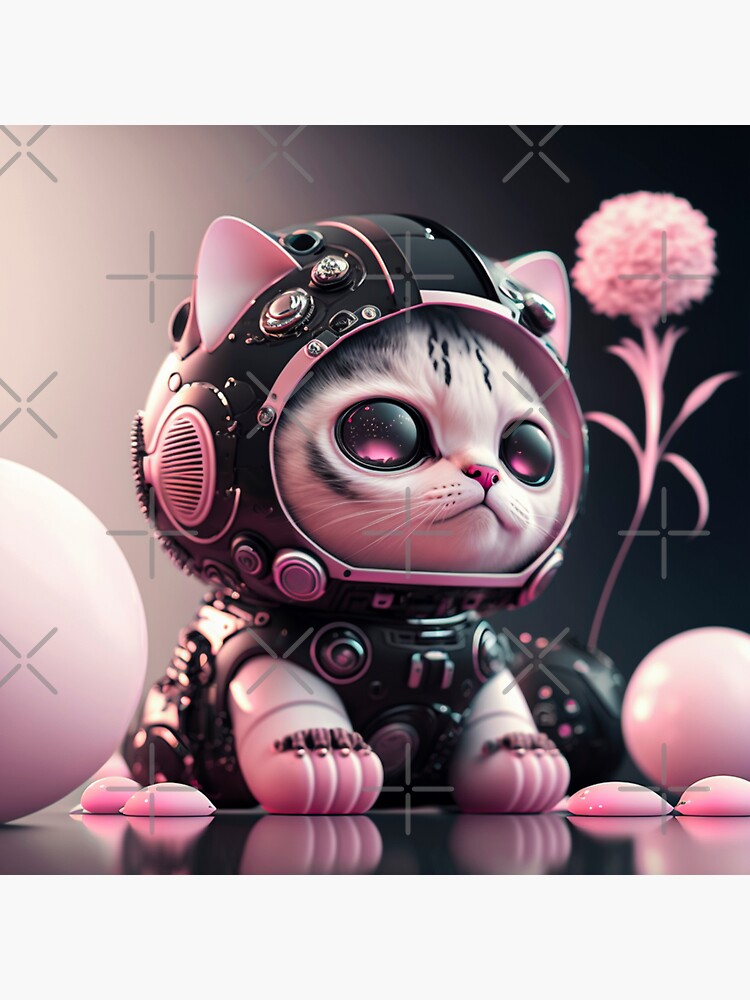 "Cute robot cat -2" Sticker for Sale by VanGalt | Redbubble