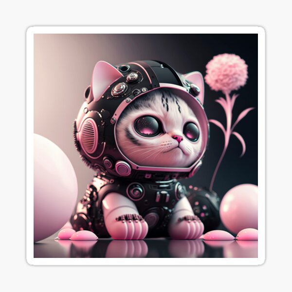 "Cute robot cat -2" Sticker for Sale by VanGalt | Redbubble