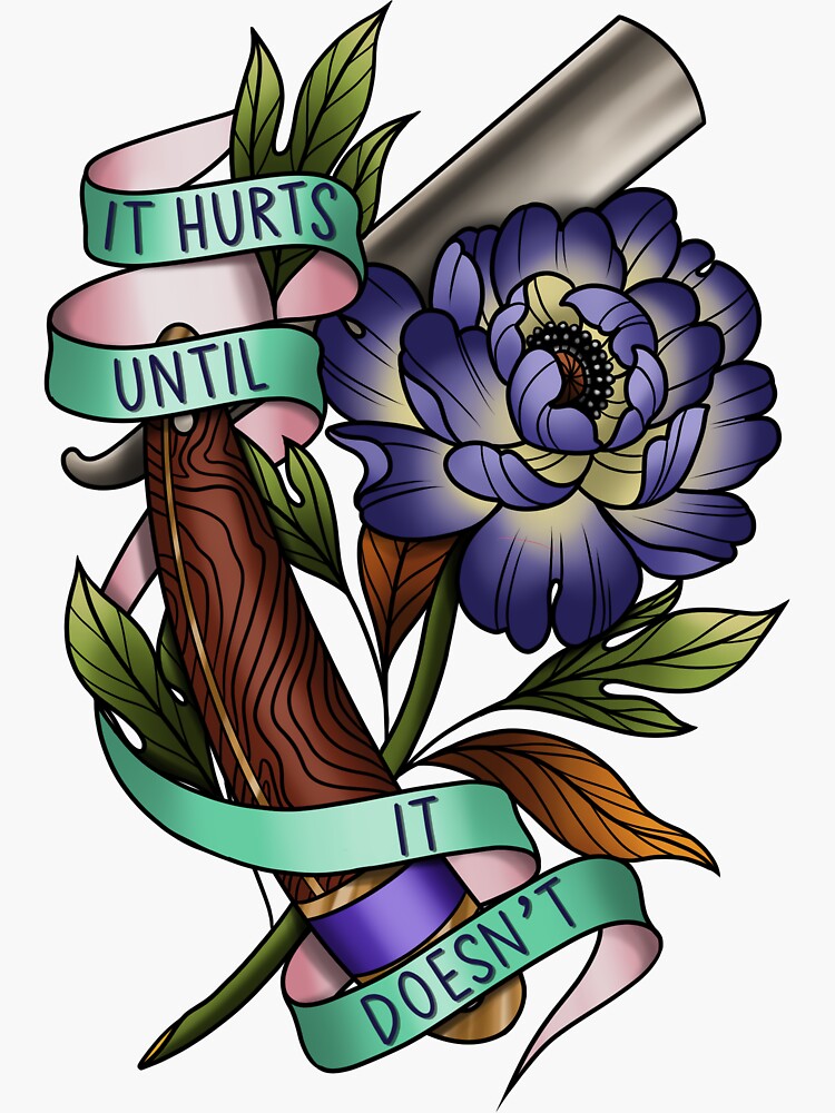 "It Hurts Until it Doesn't Razorblade tattoo design" Sticker for Sale ...