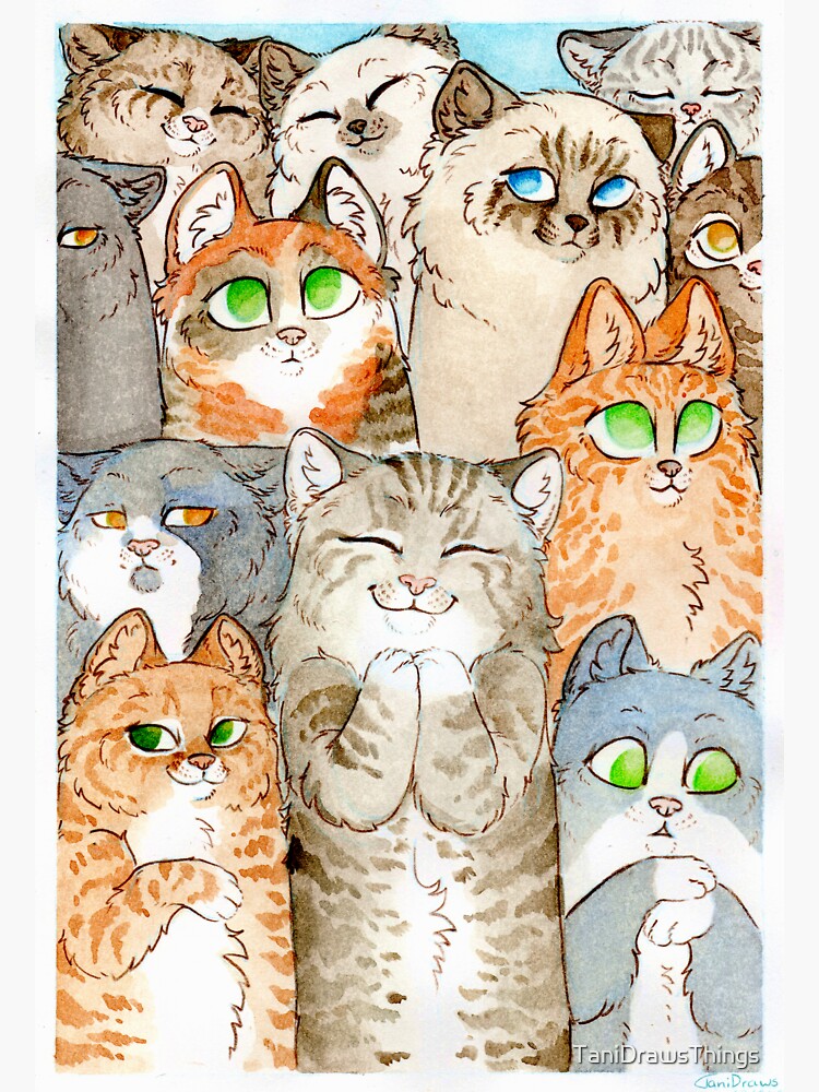 "Cat Crowd" Sticker for Sale by TaniDrawsThings | Redbubble