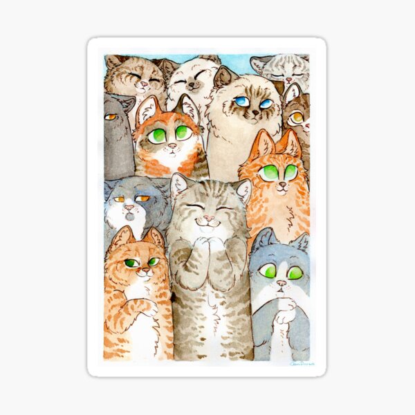 "Cat Crowd" Sticker for Sale by TaniDrawsThings | Redbubble
