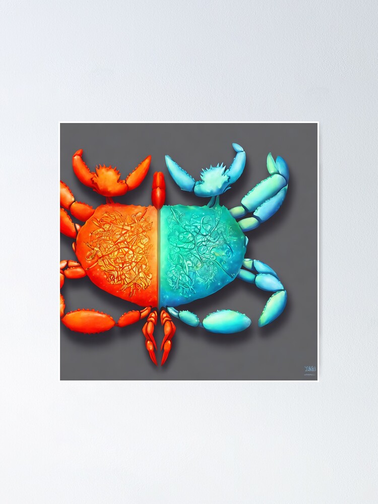 Póster «Signo del zodiaco del cáncer, colores vivos brillantes, arte ...