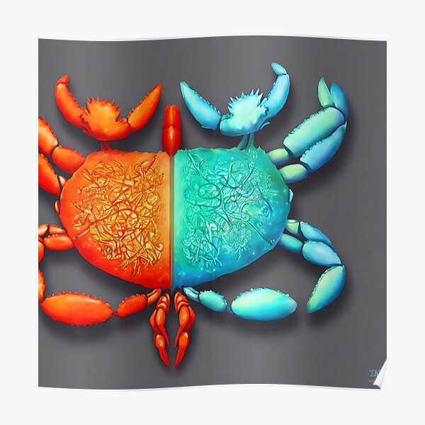 Póster «Signo del zodiaco del cáncer, colores vivos brillantes, arte ...