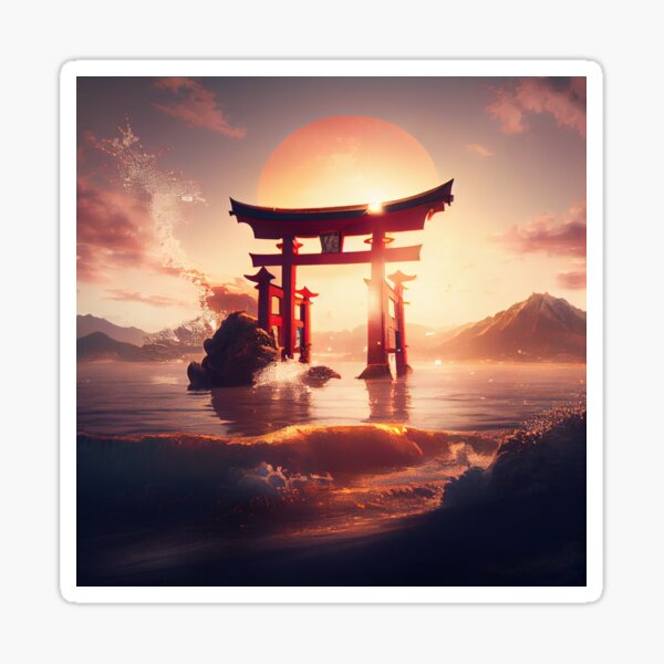 "Shinto shrine in the middle of a lake" Sticker for Sale by ...