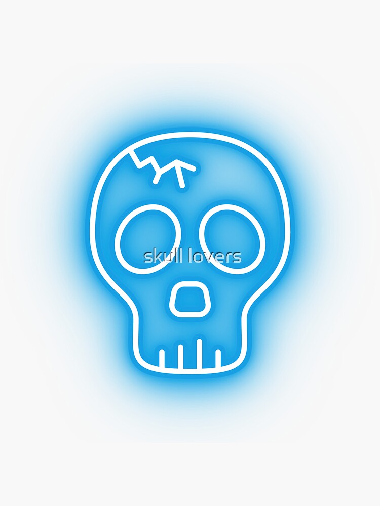 "Cute skull in light blue neon" Sticker for Sale by aubstore | Redbubble