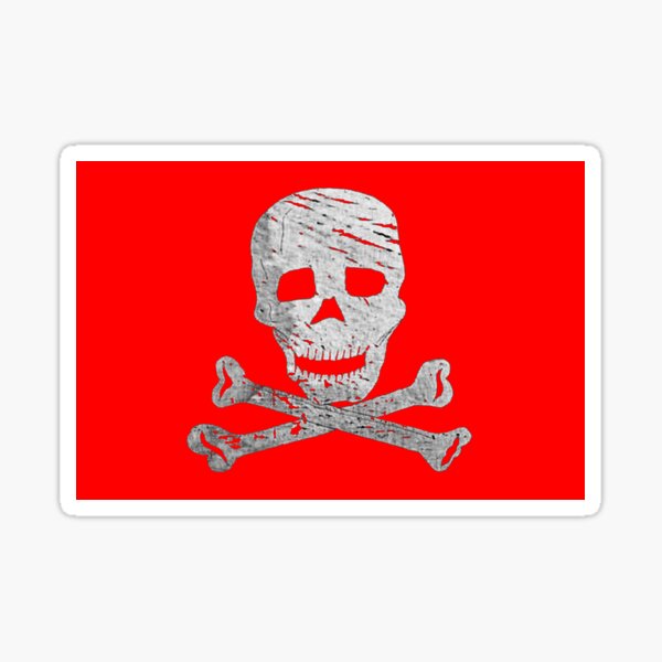 "Authentic Pirate Flag - RED - Skull and Crossbones" Sticker for Sale ...