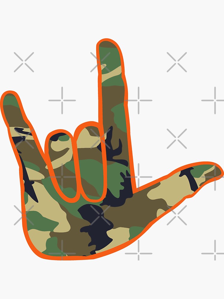 "ILY hand in Camo" Sticker for Sale by CleverILY | Redbubble