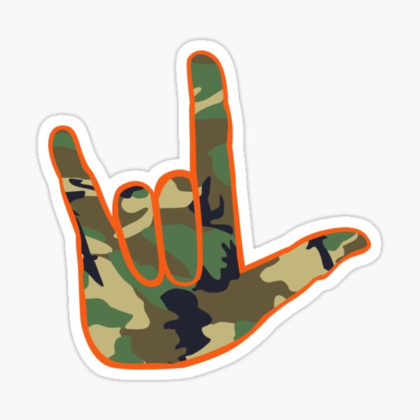 "ILY hand in Camo" Sticker for Sale by CleverILY | Redbubble