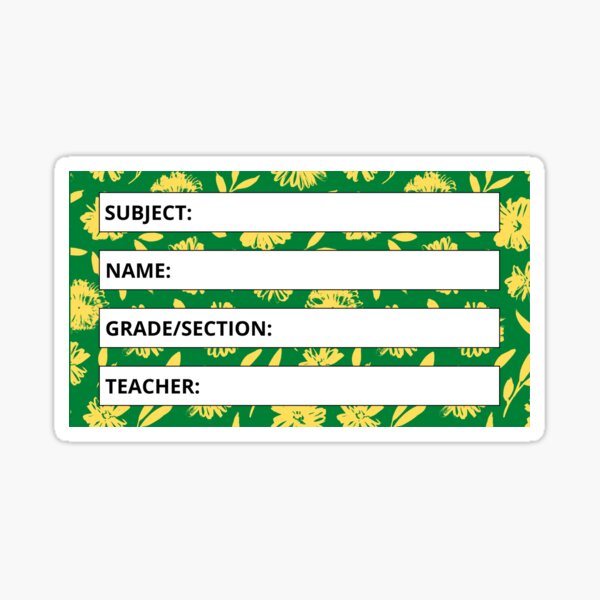 "Blank Name Tag Subject Teacher Floral Print #07" Sticker for Sale by ...