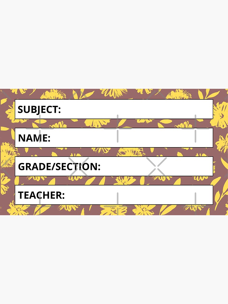 "Blank Name Tag Subject Teacher Floral Print #09" Sticker for Sale by ...