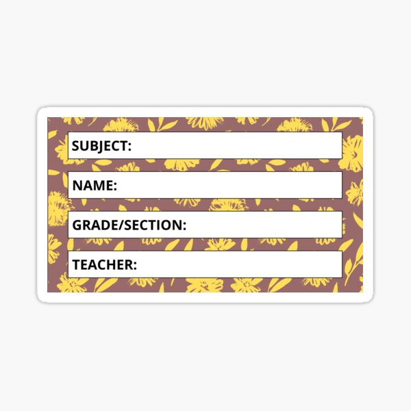 "Blank Name Tag Subject Teacher Floral Print #09" Sticker for Sale by ...