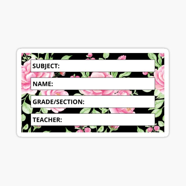 "Blank Name Tag Subject Teacher Floral Print #10" Sticker for Sale by ...