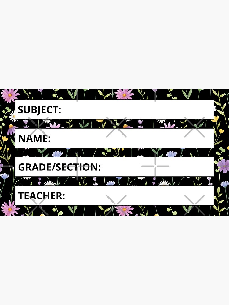 "Blank Name Tag Subject Teacher Floral Print #11" Sticker for Sale by ...