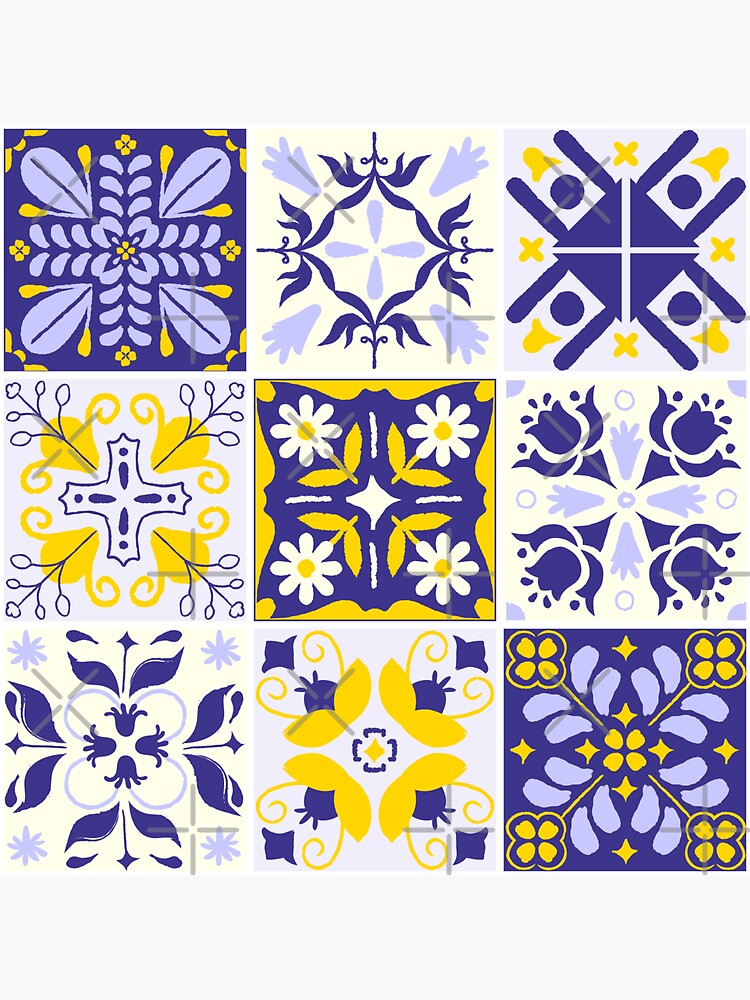 "colorful purple and yellow tile pattern boho style" Sticker for Sale ...