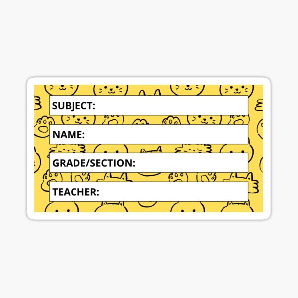 "Blank Name Tag Subject Teacher Cats Print #01" Sticker for Sale by ...