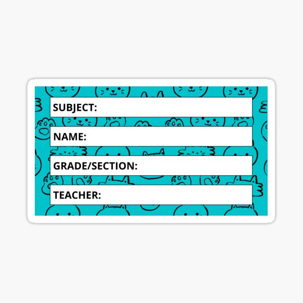 "Blank Name Tag Subject Teacher Cats Print #02" Sticker for Sale by ...