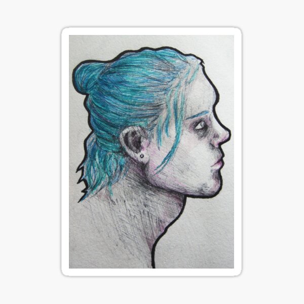 "boy with blue hair" Sticker for Sale by CitrusShop | Redbubble