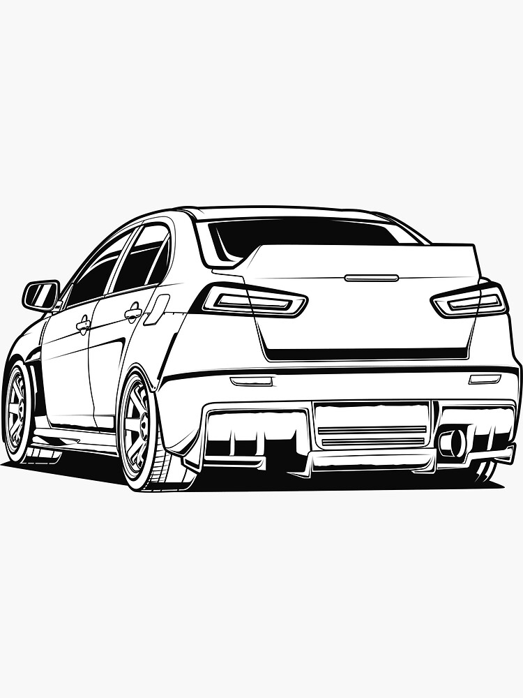"evo x outline " Sticker for Sale by Night-runners | Redbubble