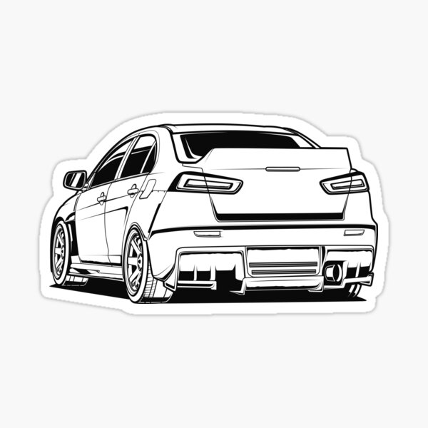 "evo x outline " Sticker for Sale by Night-runners | Redbubble