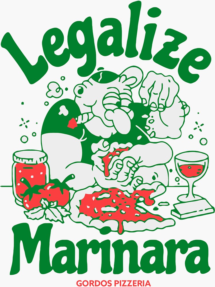 "Legalize Marinara Pizzeria" Sticker for Sale by crystaltownsen8 ...