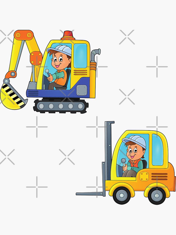 "Cute excavator cartoon" Sticker for Sale by Sticker-Palace- | Redbubble