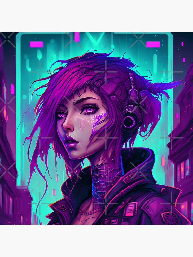 "Purple Cyber Woman" Sticker for Sale by kaileena-ai | Redbubble