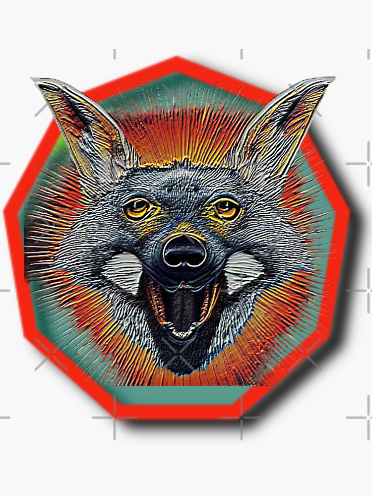 Pegatina «Un dibujo de la cara del chacal con un fondo naranja en el ...