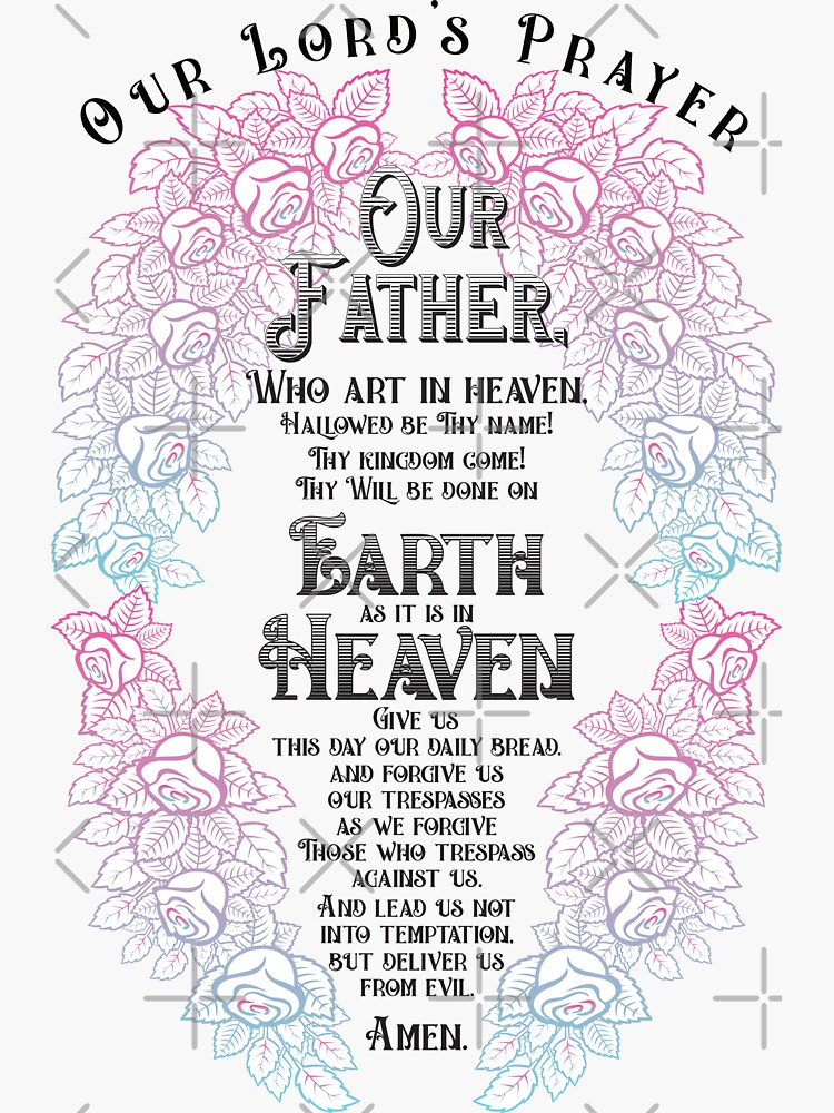 "Our Father which art in Heaven - Our Lord's Prayer - Floral, Christian ...