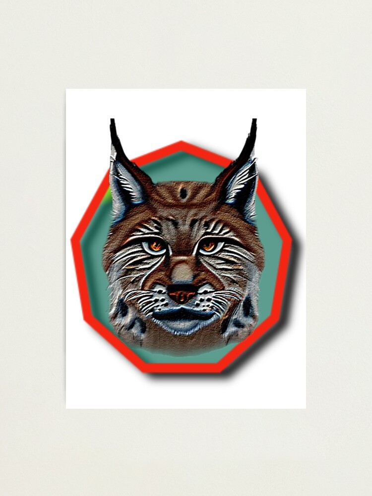 "Digital Painting Of A Lynx’s Face On Polygon Frame " Photographic ...