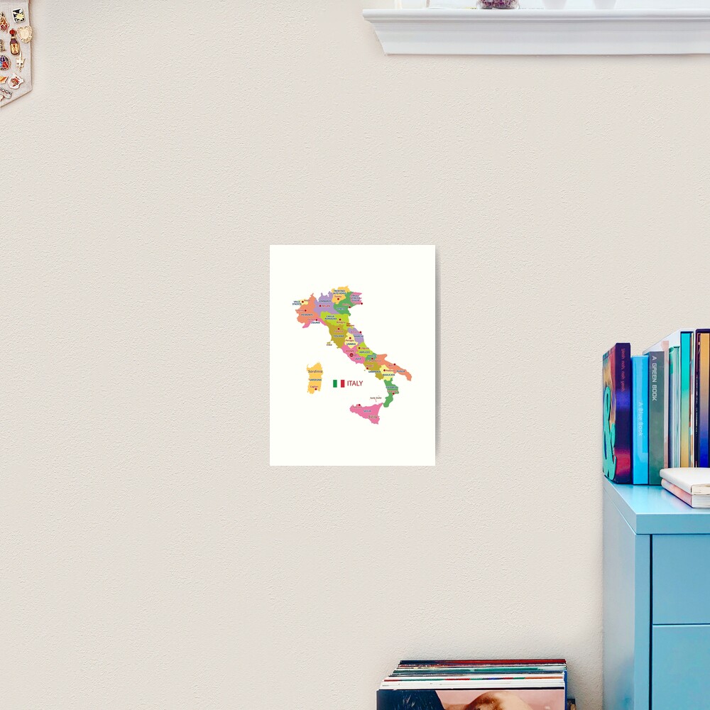 "Italy map with regions and main cities" Poster for Sale by alijun ...