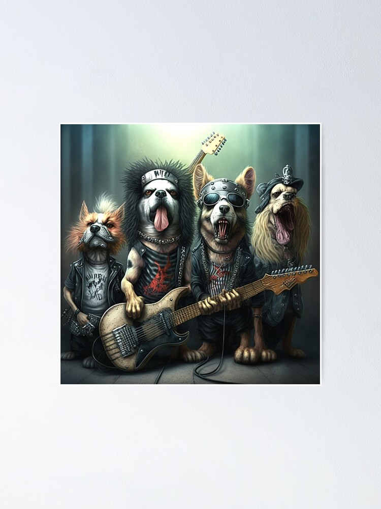 "Heavy Metal Dog Band Art " Poster for Sale by BeaconMarketing | Redbubble
