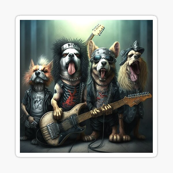 "Heavy Metal Dog Band Art " Sticker for Sale by BeaconMarketing | Redbubble