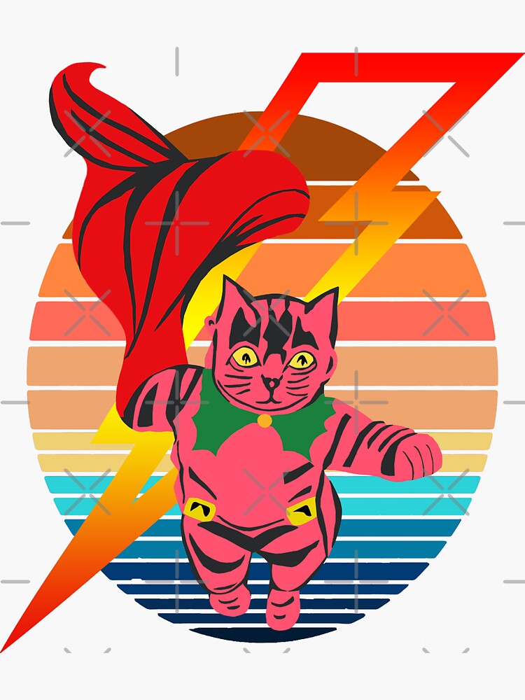 "Pink Cat - Superhero cat - Flying Cat - Retro Cat" Sticker for Sale by ...