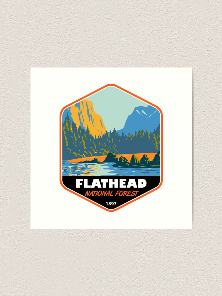 "Flathead National Forest Montana Vintage Emblem" Art Print for Sale by ...