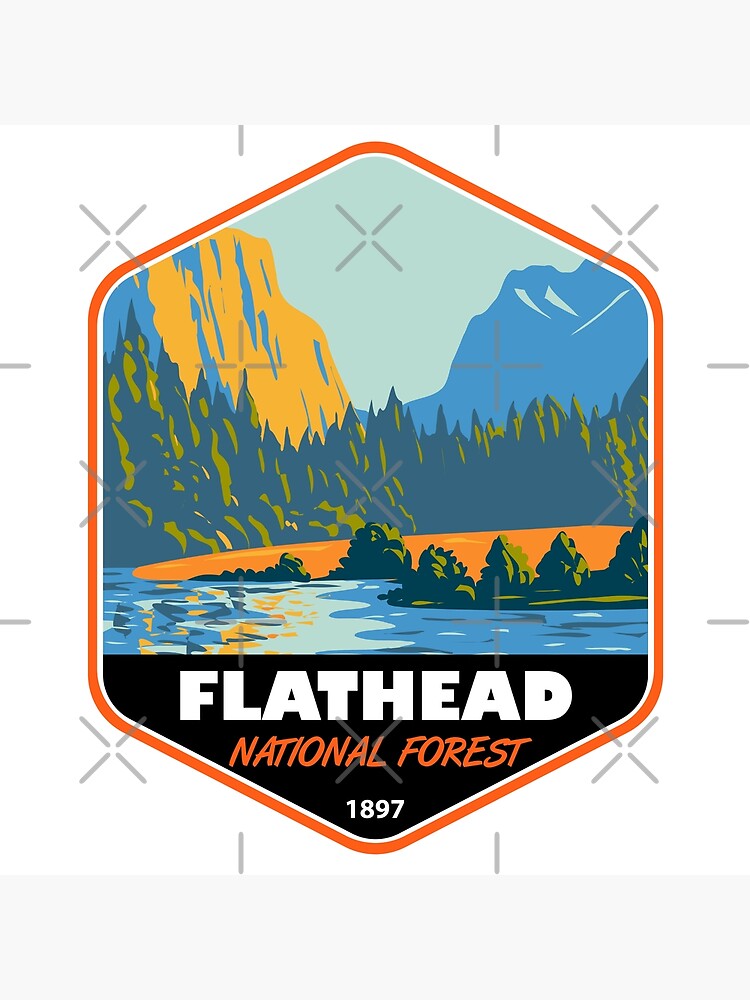 "Flathead National Forest Montana Vintage Emblem" Art Print for Sale by ...