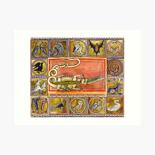 "MEDIEVAL BESTIARY,CROCODILE EATING SEA SERPENT, MYTHICAL ANIMALS IN ...