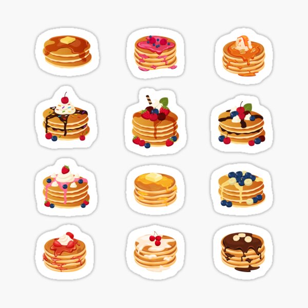 "Different Types Of Pancakes" Sticker for Sale by NiftyTrinket | Redbubble