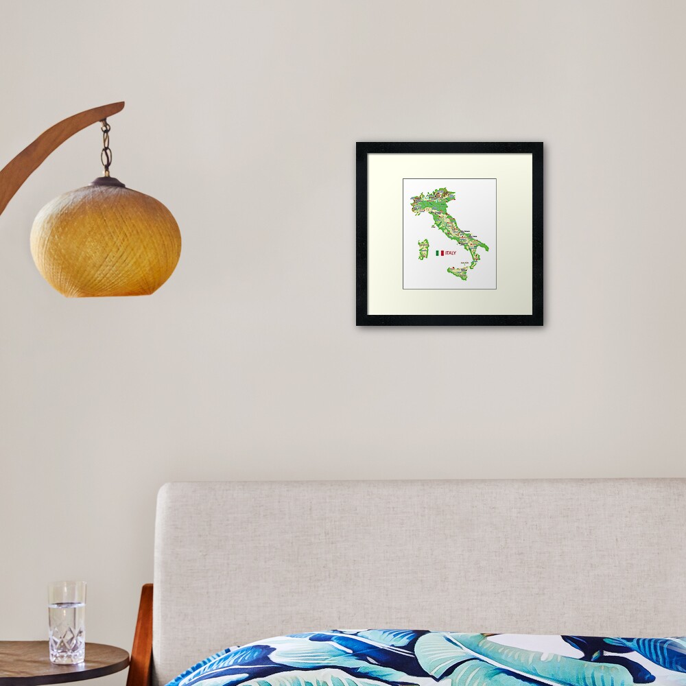 "Italy map with rivers, lakes and mountains" Canvas Print for Sale by ...