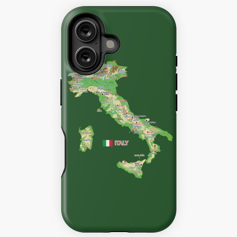 "Italy map with rivers, lakes and mountains" Canvas Print for Sale by ...