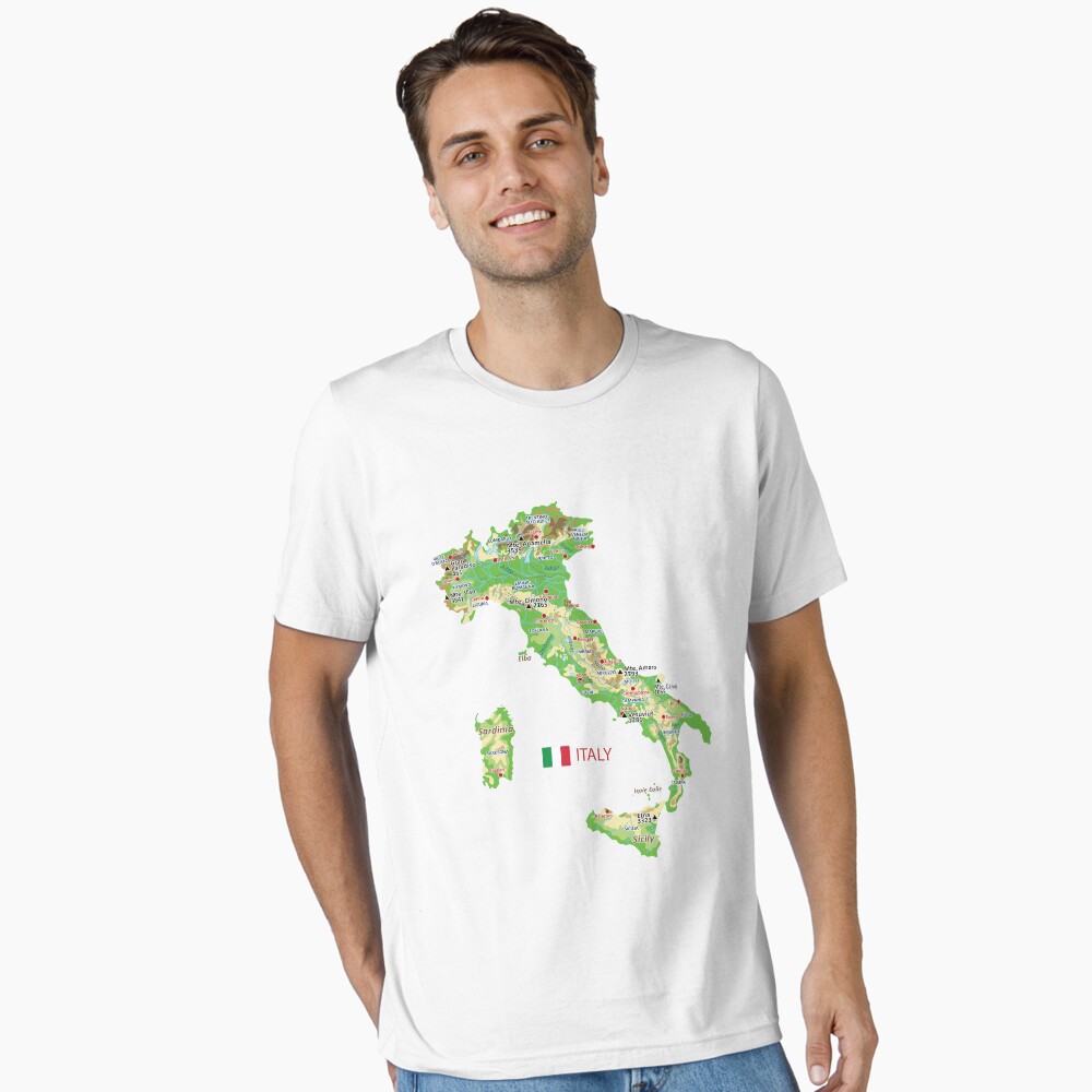 "Italy map with rivers, lakes and mountains" Canvas Print for Sale by ...