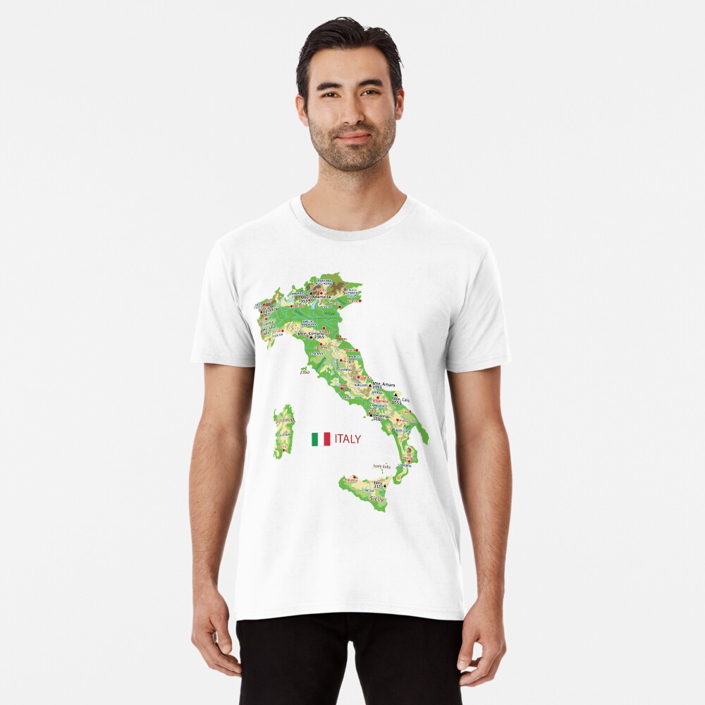 "Italy map with rivers, lakes and mountains" Canvas Print for Sale by ...